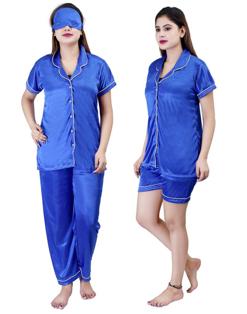 Buy 4pcs Satin Night Suit For Women | Satin Night Suits